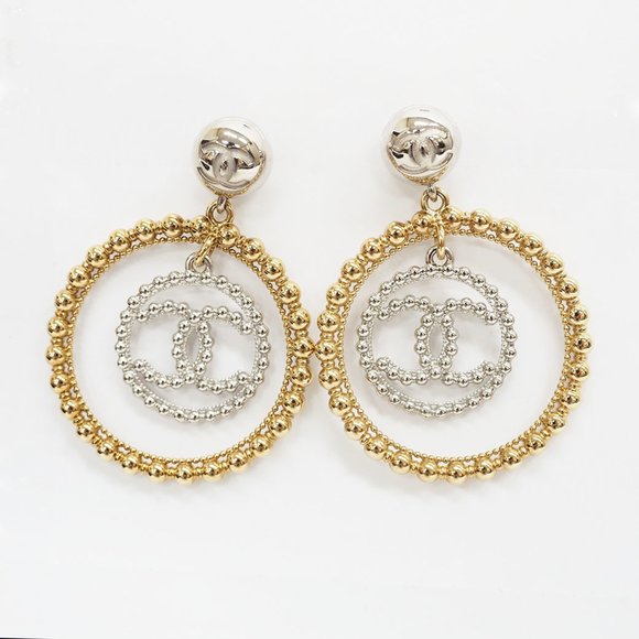 CHANEL | Jewelry | Chanel Chanel Coco Round Swing Earrings Silver X ...